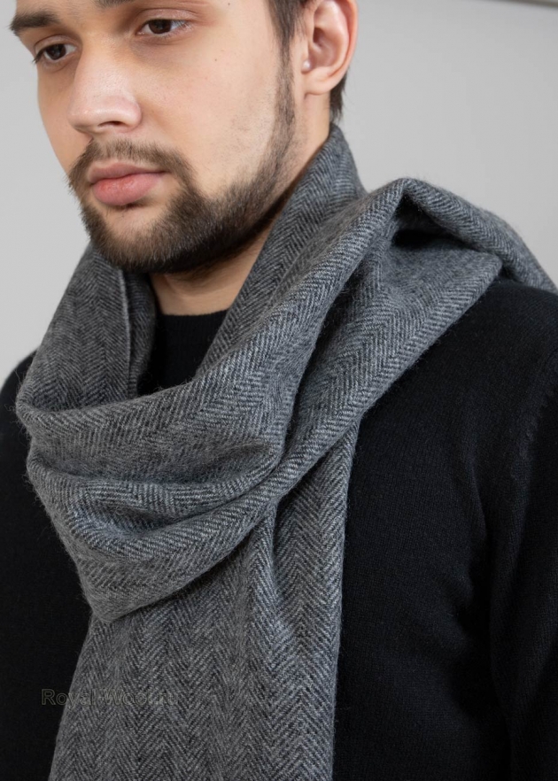 Мужской серый шарф кашемир-шерсть | Купить в Москве, СПб